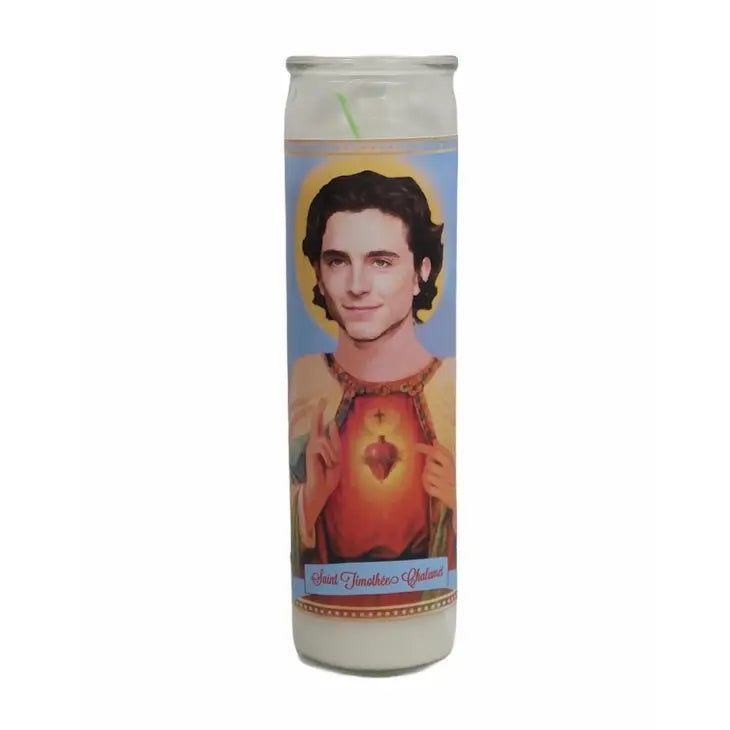 Timothée Chalamet Devotional Prayer Saint Candle – The Card Room at ...
